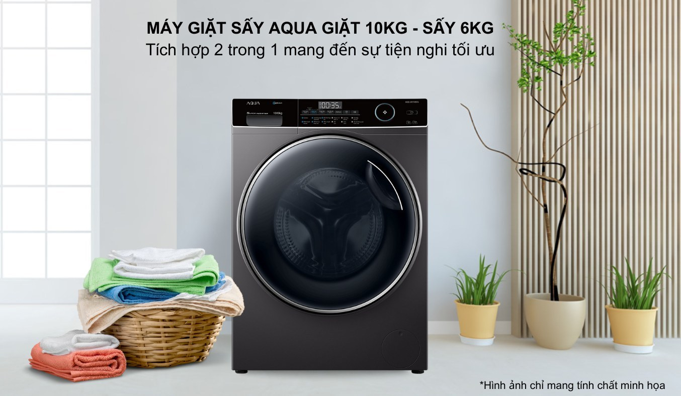 Máy giặt sấy Aqua 10 kg AQD-AH1000G.PS Giá Rẻ, Chính Hãng | Nguyễn Kim