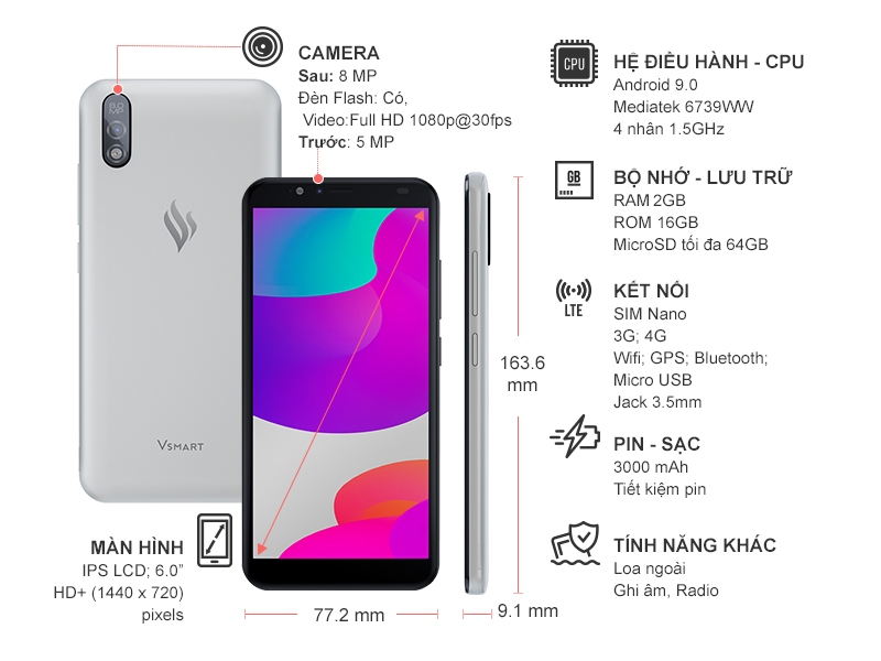 Điện Thoại Vsmart Bee 3 Trắng Giá Tốt | Nguyễn Kim