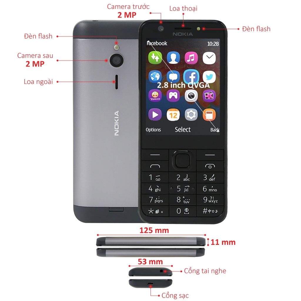 Điện thoại Nokia 230 màu xám 2 sim giá tốt tại nguyenkim.com