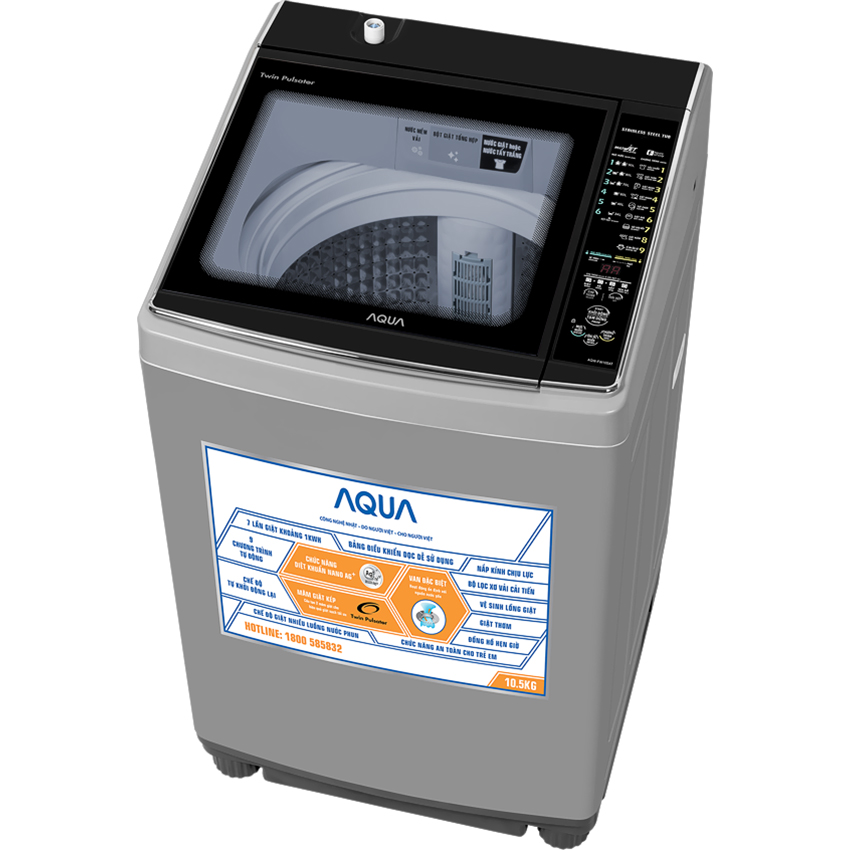 Máy giặt Aqua 10.5 kg AQW-FW105AT (S) | nguyenkim.com