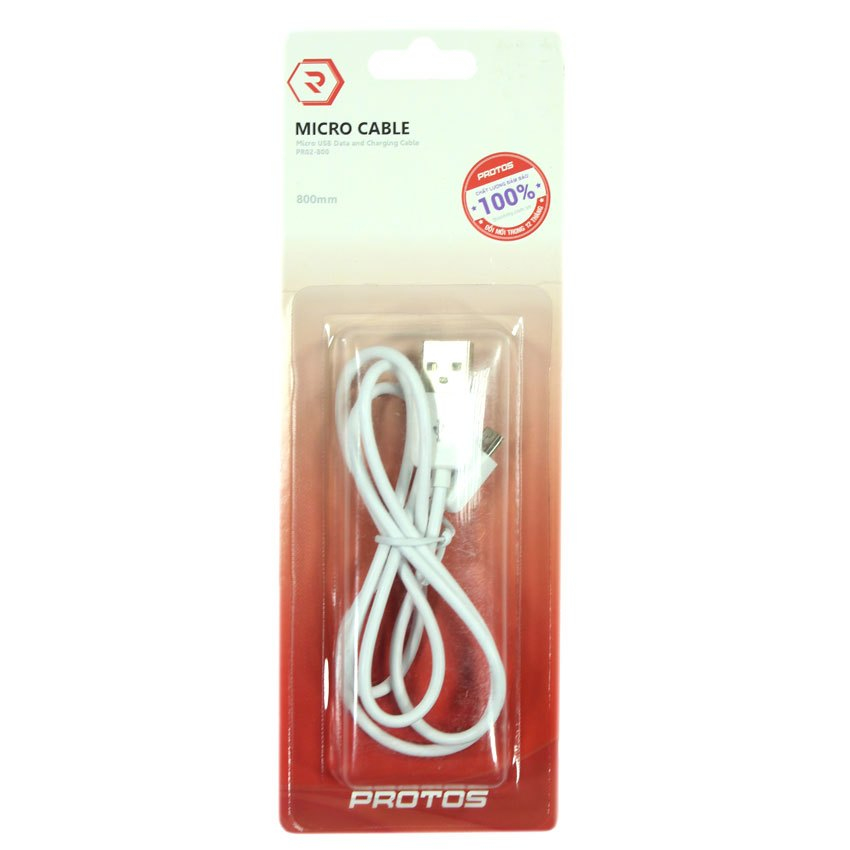 Cáp micro USB Protos 800mm màu trắng giá hấp dẫn tại Nguyễn Kim