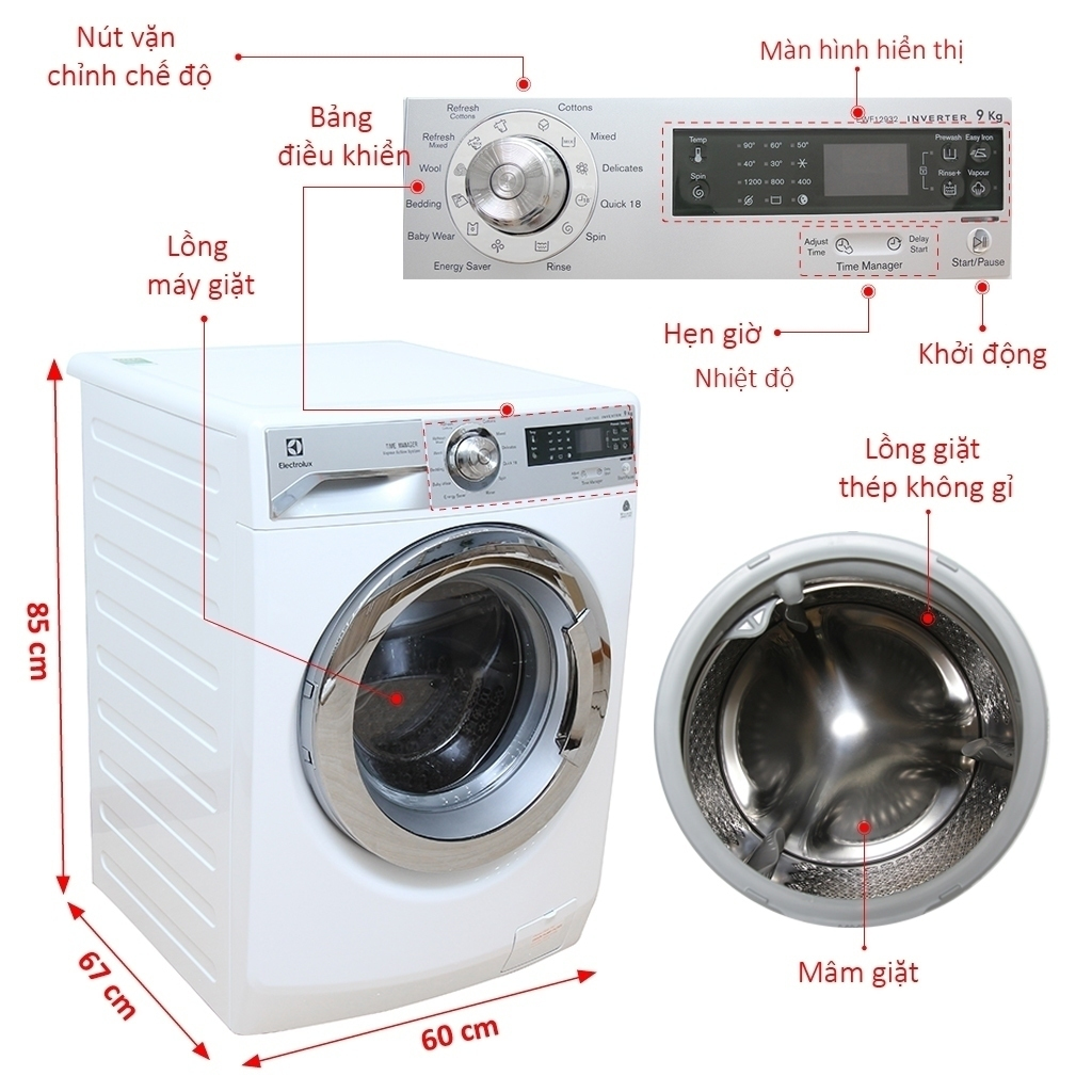 Máy giặt Electrolux EWF12932 9 kg giảm giá rất hấp dẫn tại Nguyễn Kim