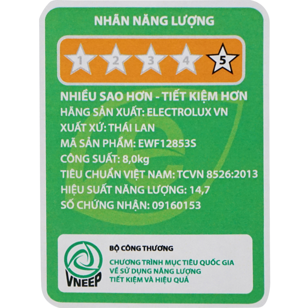 Máy giặt Electrolux EWF12853S 8kg màu xám bạc giá tốt tại Nguyễn Kim