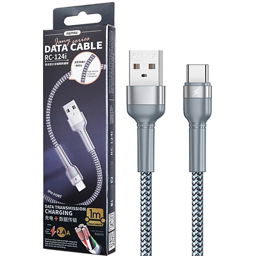 Cáp sạc Type C Remax RC124A Xám Chính Hãng, Giá Rẻ | Nguyễn Kim