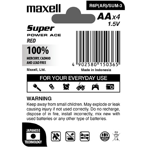 Pin Super Ace AA vỉ 4 viên Maxell R6P(AR)4P Giá Rẻ | Nguyễn Kim