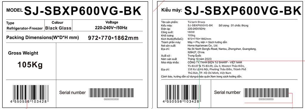 Tủ Lạnh Sharp Inverter 600 Lít SJ-SBXP600VG-BK Giá Rẻ, Chính Hãng | Nguyễn Kim