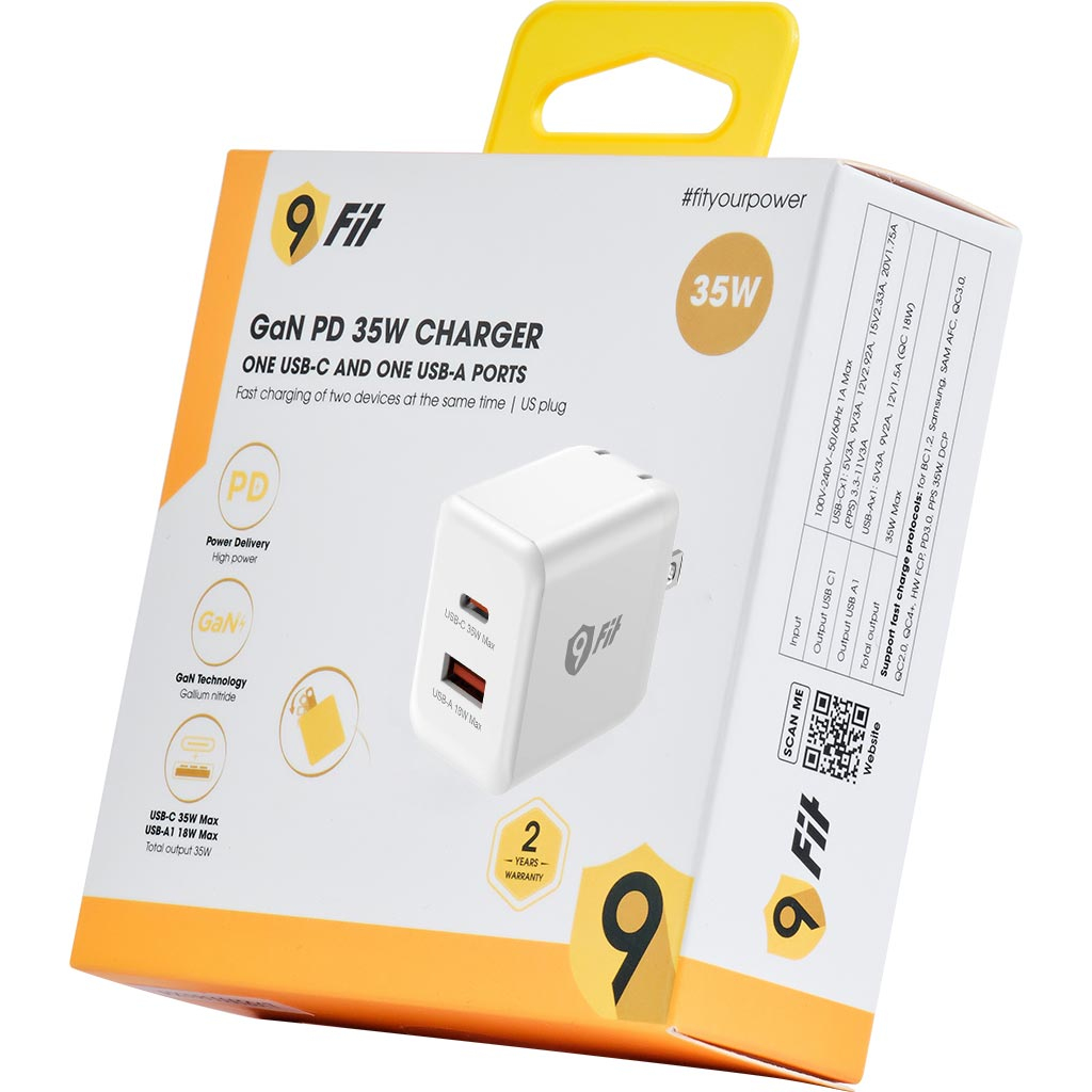 Củ sạc 9Fit PD 35W 1A1C GaN 9FAC001W Trắng Giá Rẻ | Nguyễn Kim