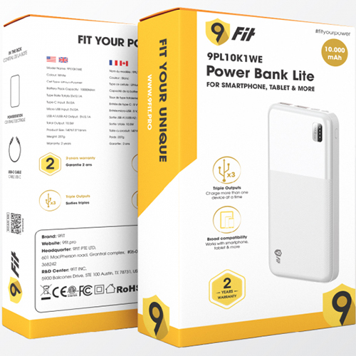 Sạc dự phòng 9Fit 10000mAh/3.7V 9PL10K1WE Trắng Giá Rẻ | Nguyễn Kim