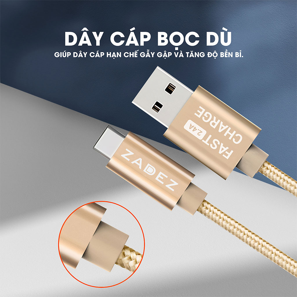 Cáp sạc Zadez ZCC-135, Giá rẻ, Chính hãng | Nguyễn Kim