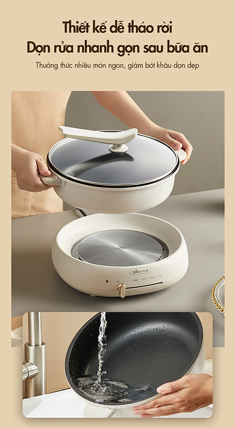 Nồi lẩu nướng đa năng Bear DHG-C40W2 Giá Rẻ, Chính Hãng | Nguyễn Kim