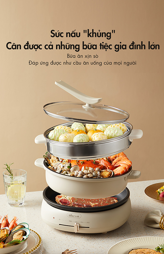 Nồi lẩu nướng đa năng Bear DHG-C40W2 Giá Rẻ, Chính Hãng | Nguyễn Kim