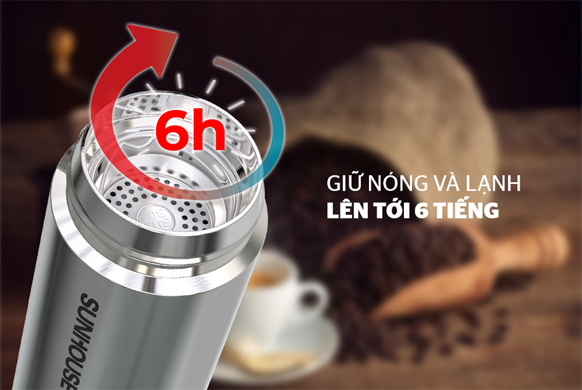 Bình giữ nhiệt inox 304 Sunhouse 450 ml KS-TU450I Giá Rẻ, Chính Hãng | Nguyễn Ki