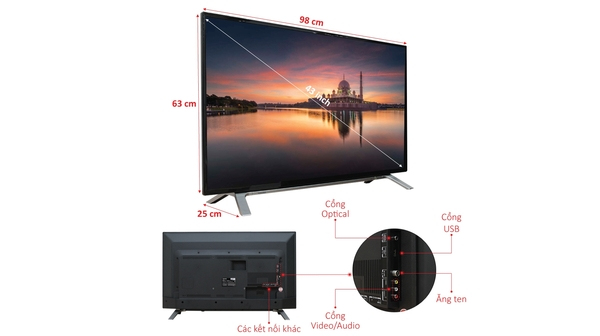 Tivi Toshiba 43 inches 43L3650VN bán trả góp 0% tại Nguyễn Kim