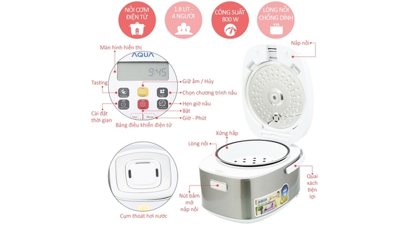 Nồi cơm điện Aqua ARM-HS18A chính hãng giá tốt tại Nguyễn Kim