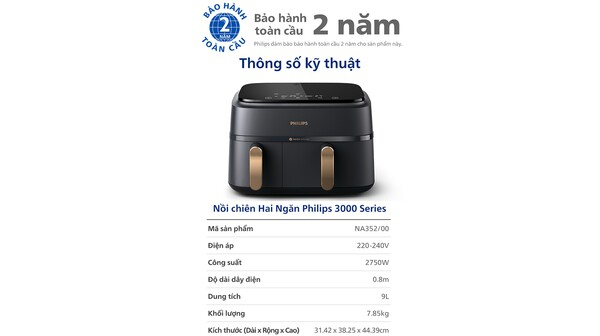 Nồi chiên không dầu Philips NA352/00 Giá Rẻ, Chính Hãng | Nguyễn Kim