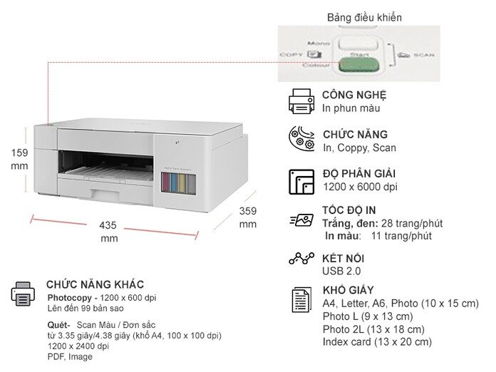 Máy in phun đa năng Brother DCP-T226 Giá Rẻ, Chính Hãng | Nguyễn Kim