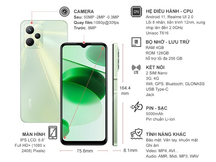 Điện thoại Realme C35 4GB/128GB Xanh huyền ảo Chính Hãng, Giá Tốt ...