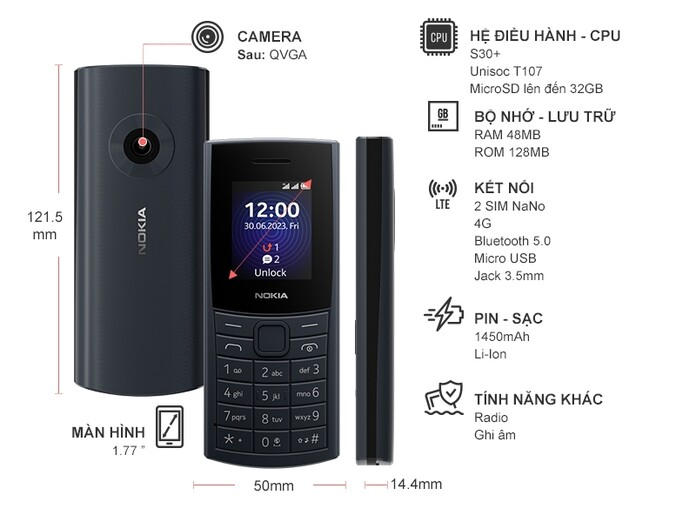 Điện Thoại Nokia 110 4G Pro Xanh Giá Rẻ, Chính Hãng | Nguyễn Kim