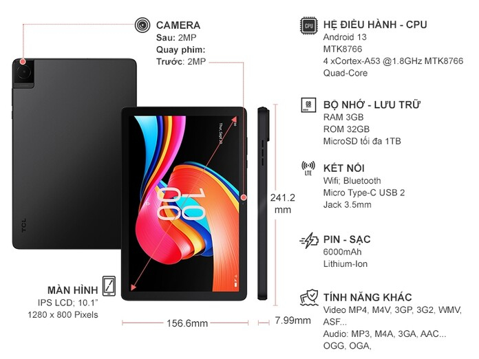 Máy Tính Bảng TCL Tab 10L Gen 2 Wifi 32GB Đen Giá Rẻ, Chính Hãng ...