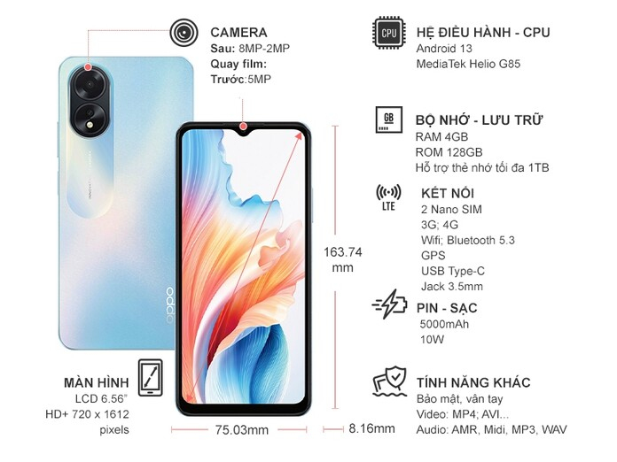 Điện Thoại OPPO A18 4GB/128GB Xanh Giá Rẻ, Chính Hãng | Nguyễn Kim