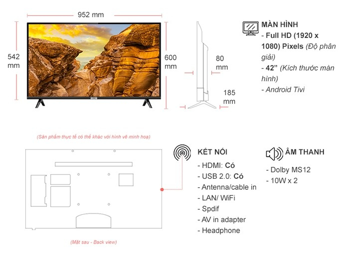 Android Tivi TCL 42 inch L42S6500 Giá Tốt, Chính Hãng | Nguyễn Kim