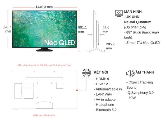 Smart Tivi Neo QLED Samsung 4K 65 inch QA65QN85CAKXXV Giá Tốt | Nguyễn Kim