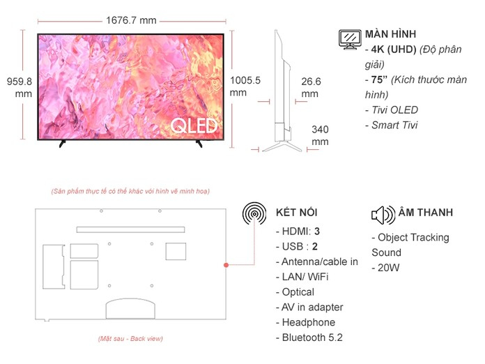 Smart Tivi QLED Samsung 4K 75 inch QA75QE1CAKXXV Giá Rẻ, Chính Hãng ...