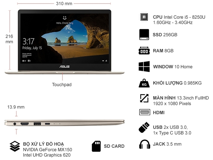 Laptop Asus UX331UN-EG129TS chính hãng giá tốt tại Nguyễn Kim