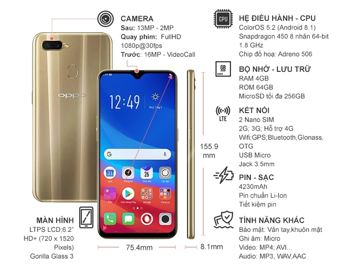 Điện thoại Oppo CPH1905 - A7 64GB giá hấp hẫn tại Nguyễn Kim