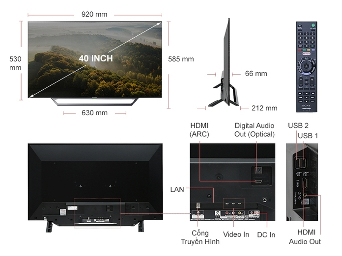 Smart Tivi Sony 40 inch KDL-40W650D giá tốt, có hỗ trợ trả góp