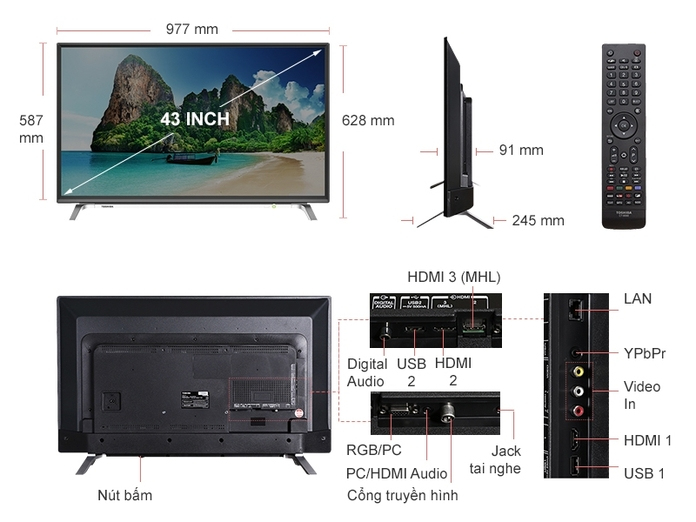 Tivi Toshiba 43 inch 43L5650VN giá rẻ ưu đãi, chính hãng