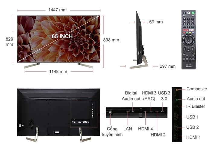 Android Tivi Sony 65 inch KD-65X9000F chính hãng tại Nguyễn Kim
