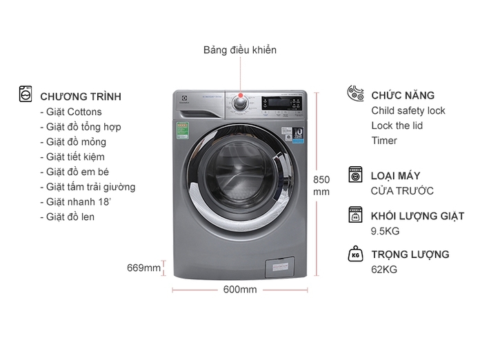 Máy giặt Electrolux 9.5 Kg EWF12935S giá tốt | nguyenkim.com