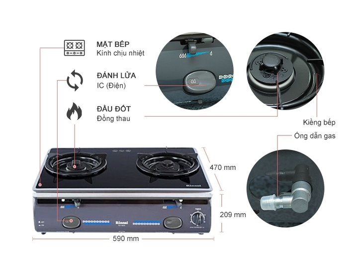 Bếp gas Rinnai RV-4600(GL) chính hãng | nguyenkim.com