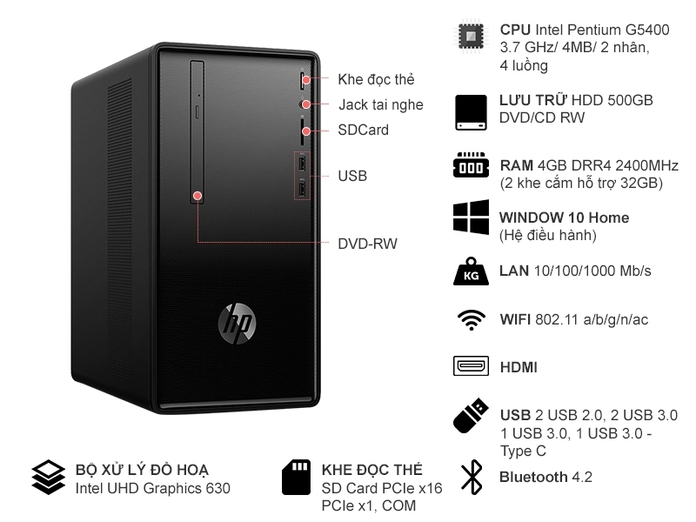 Máy tính để bàn HP 390-0023D chính hãng giá tốt tại Nguyễn Kim