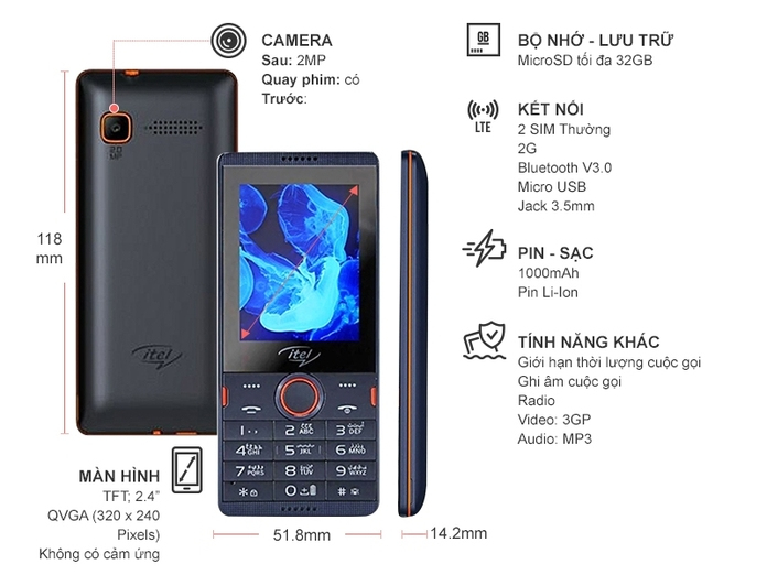 Itel IT5020 đen chính hãng, giá tốt | nguyenkim.com