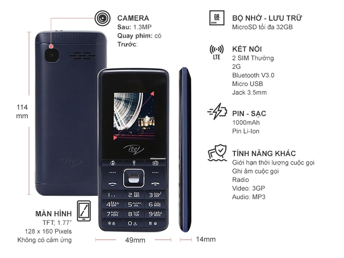 Itel IT2150 xanh chính hãng, giá tốt | nguyenkim.com