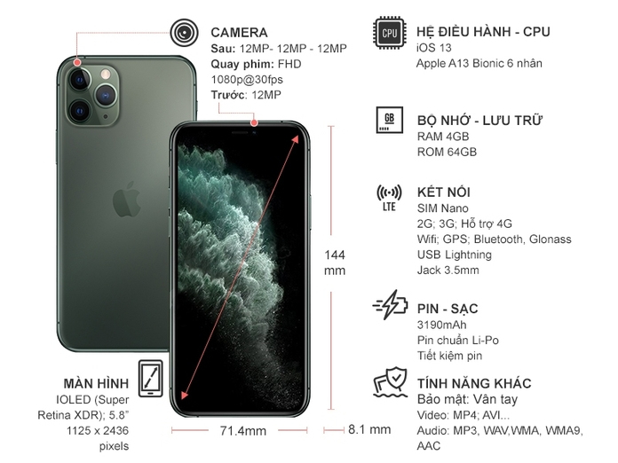 iPhone 11 Pro 64GB IPHONE11PRO64GB Xanh Lá | Nguyễn Kim