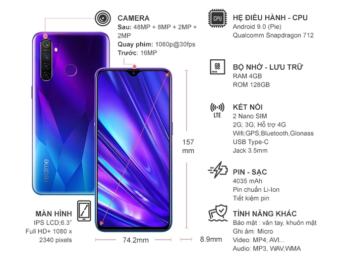 Điện Thoại Realme 5 Pro Xanh Đại Dương | Nguyễn Kim