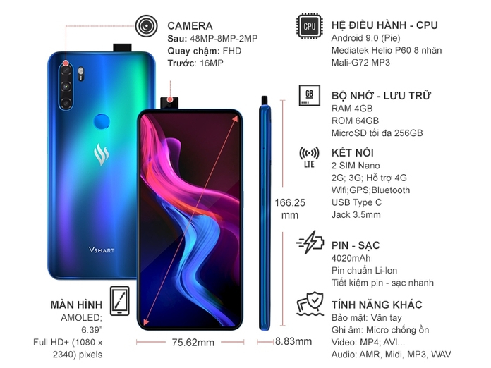 Vsmart Active 3 (4GB/64GB) Đen Thạch Anh Giá Tốt | Nguyễn Kim