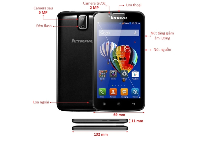 Lenovo A328 màu đen chính hãng giá rẻ tại Nguyễn Kim