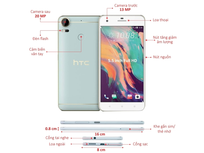 Điện thoại HTC 10 Pro màu Valentine Blue độc đáo bán ở Nguyễn Kim