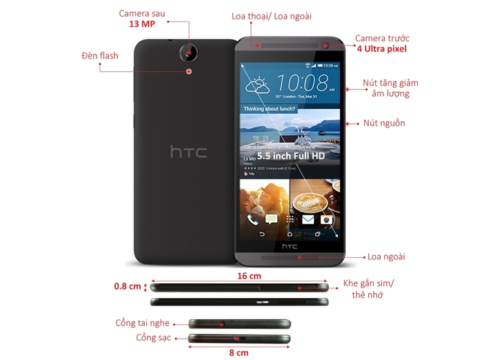 Điện thoại HTC One E9 dual sim màu xám giá tốt tại nguyenkim.com