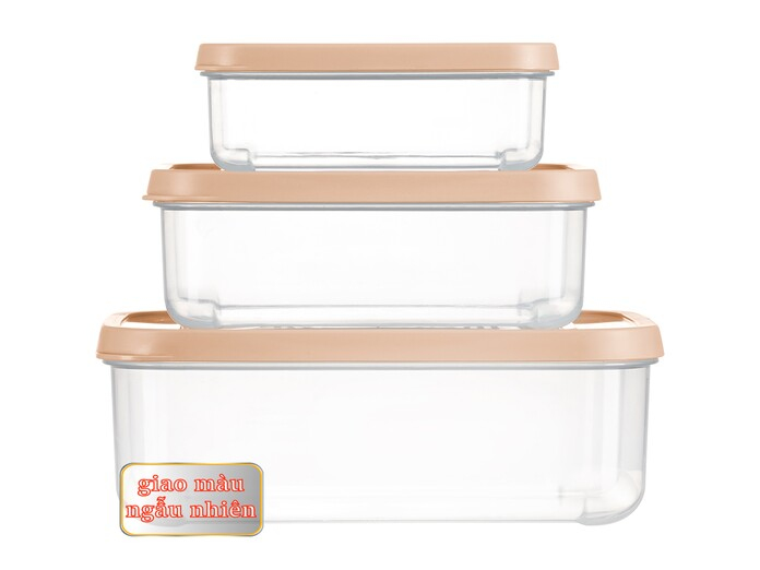 Bộ 3 hộp thực phẩm hình chữ nhật Hokkaido (500-1000-2000 ml) Giá Rẻ | Nguyễn Kim